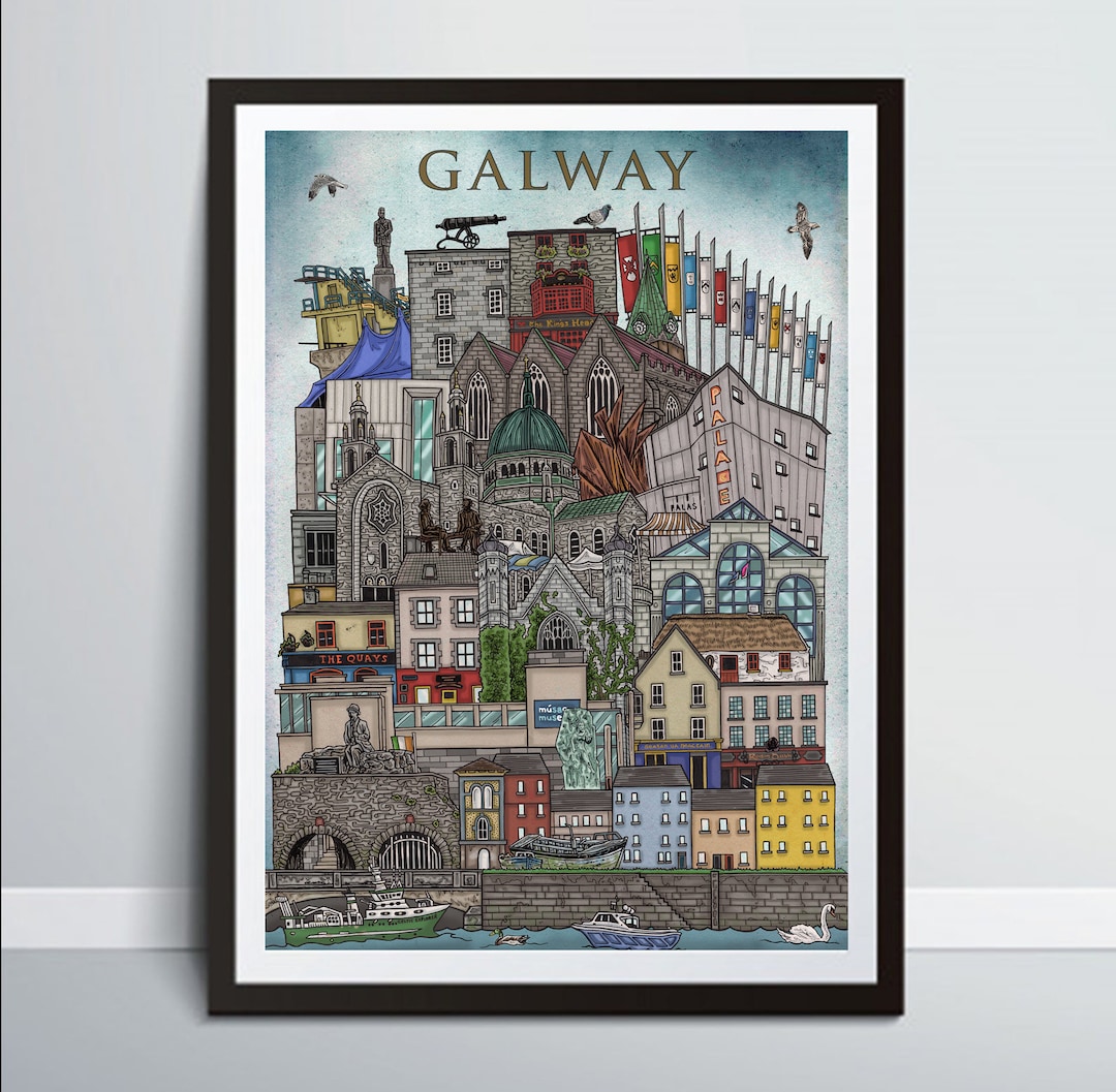 Galway, Ireland Cityscape - Illustration Print - Etsy