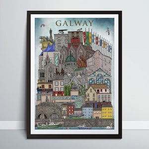 Galway, Ireland Cityscape - Illustration Print - Etsy