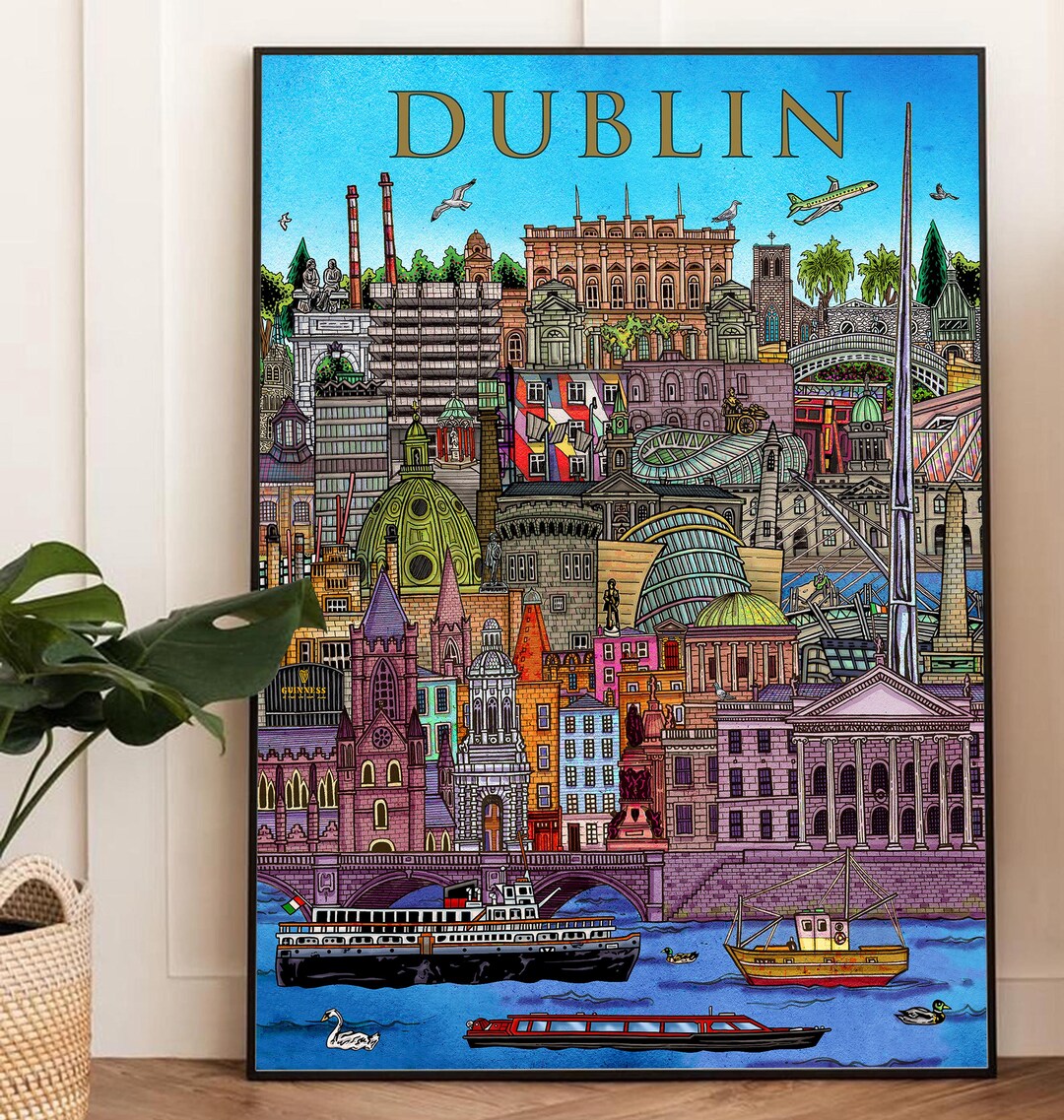 Dublin Cityscape Poster: Illustrated Irish Architecture Print - Etsy