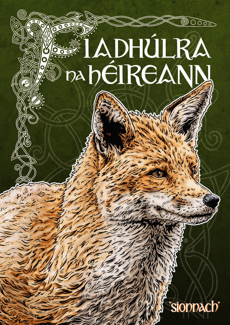 Irish Wildlife Art Prints: Red Fox, Puffin, Deer, Hare - Gaeilge Set - Etsy