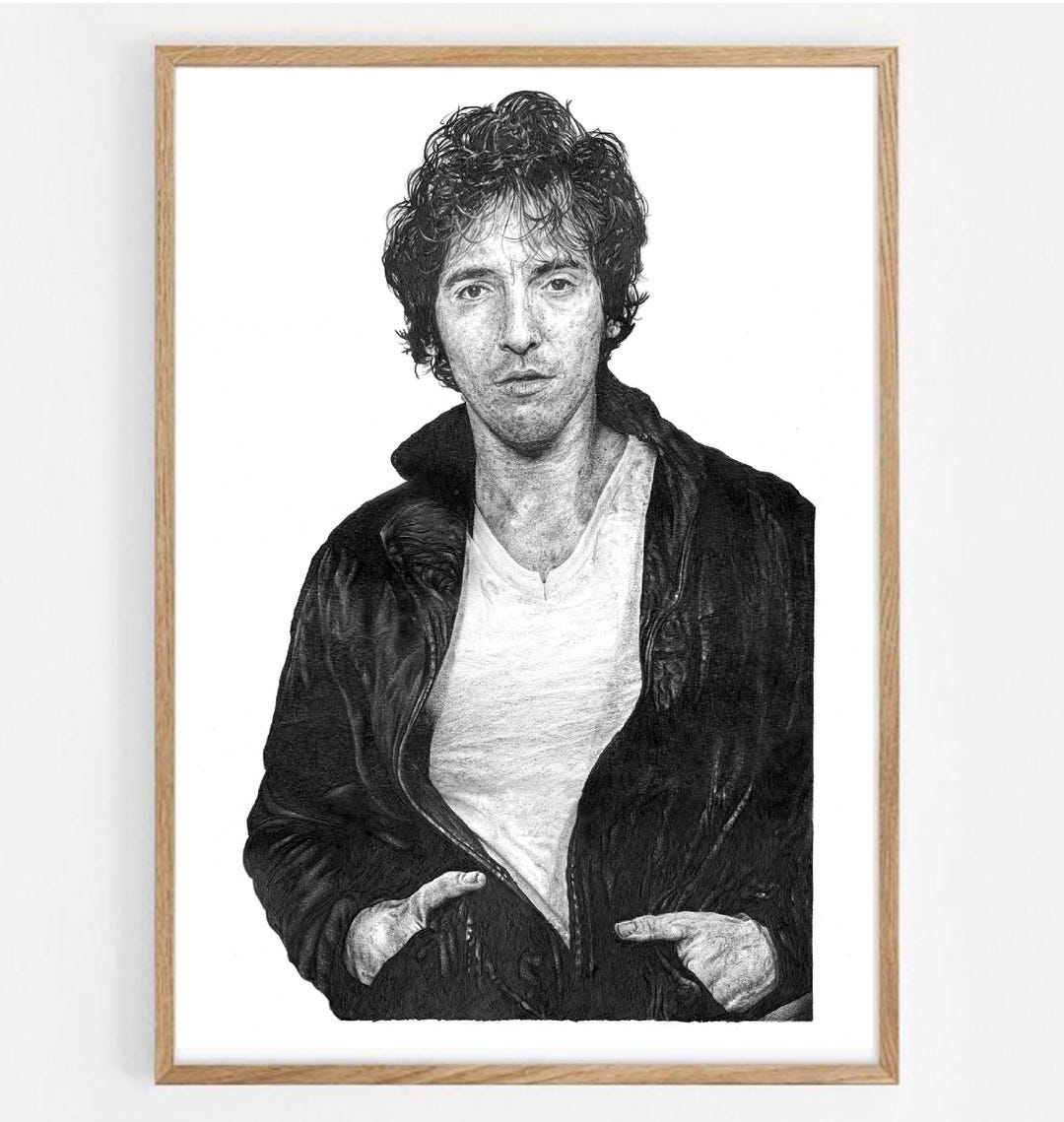 Bruce Springsteen - Hand-drawn Pencil Portrait Print of Legendary ...