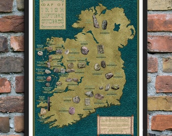 A3 Illustrated Map of Ireland Irish Surnames and Ancestry Wall Art Art ...