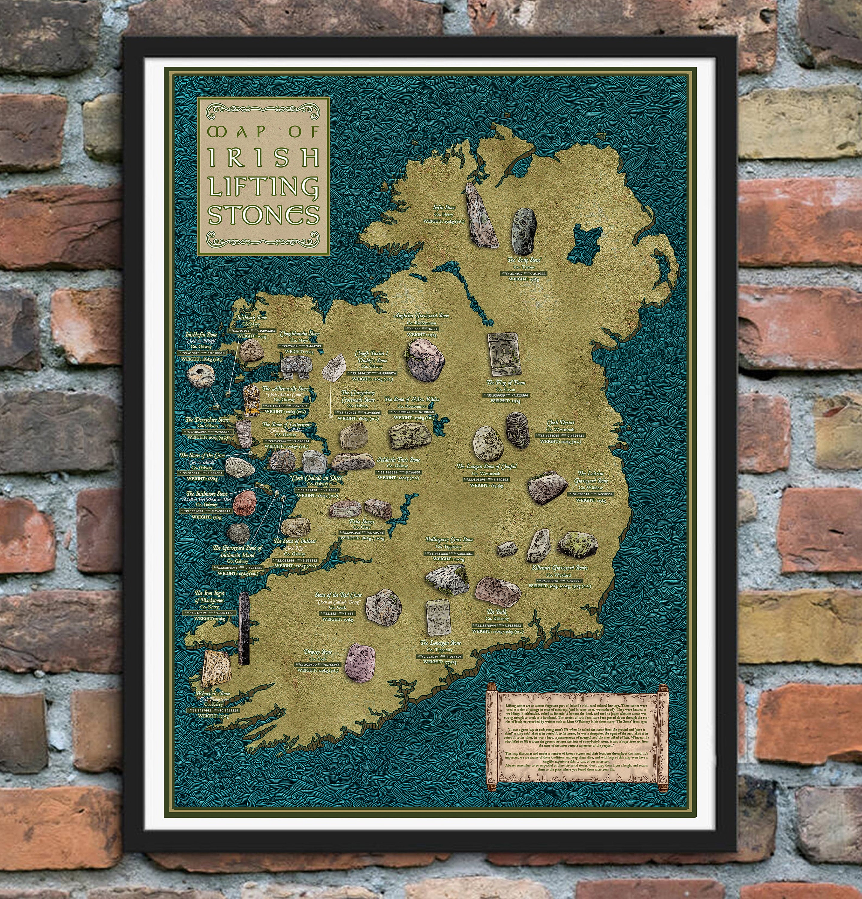 Map of Irish Lifting Stones - Etsy