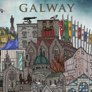Galway, Ireland Cityscape - Illustration Print - Etsy