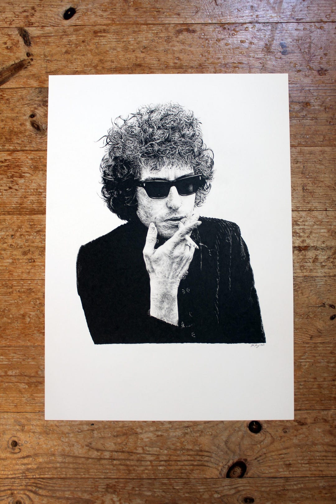 Bob Dylan - Original Hand-drawn Pen Drawing Portrait of Legendary ...