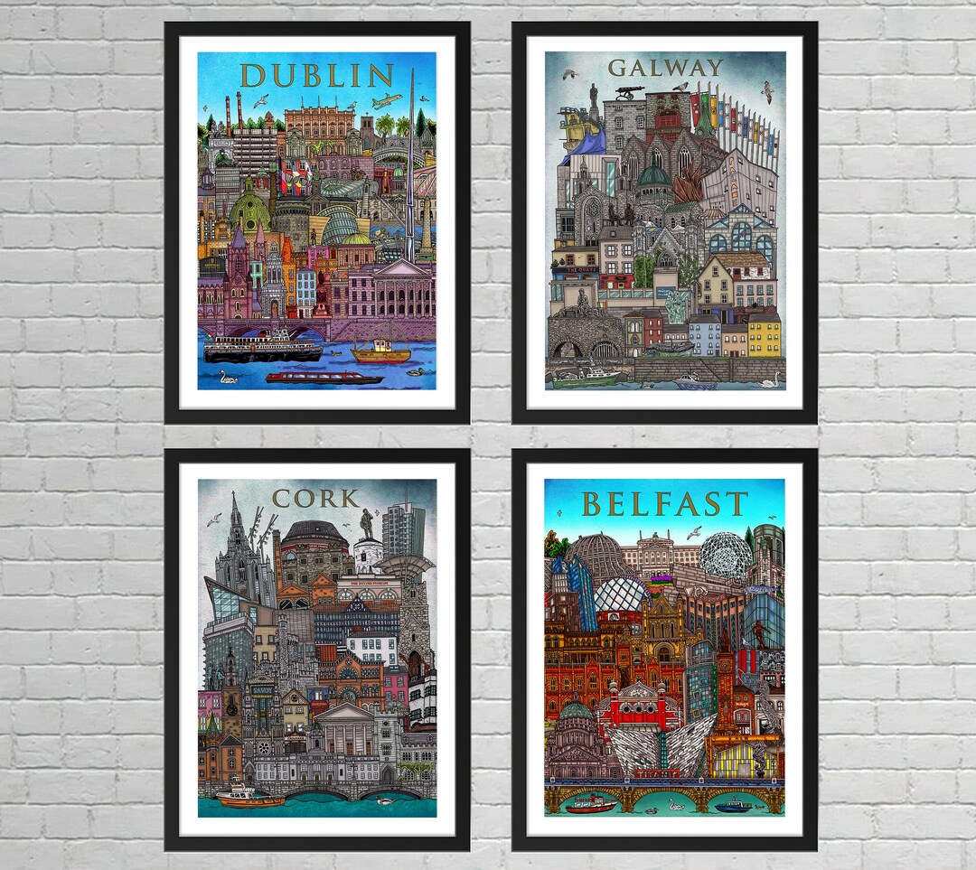 Irish City Prints: Dublin, Belfast, Cork & Galway Art Gift - Etsy