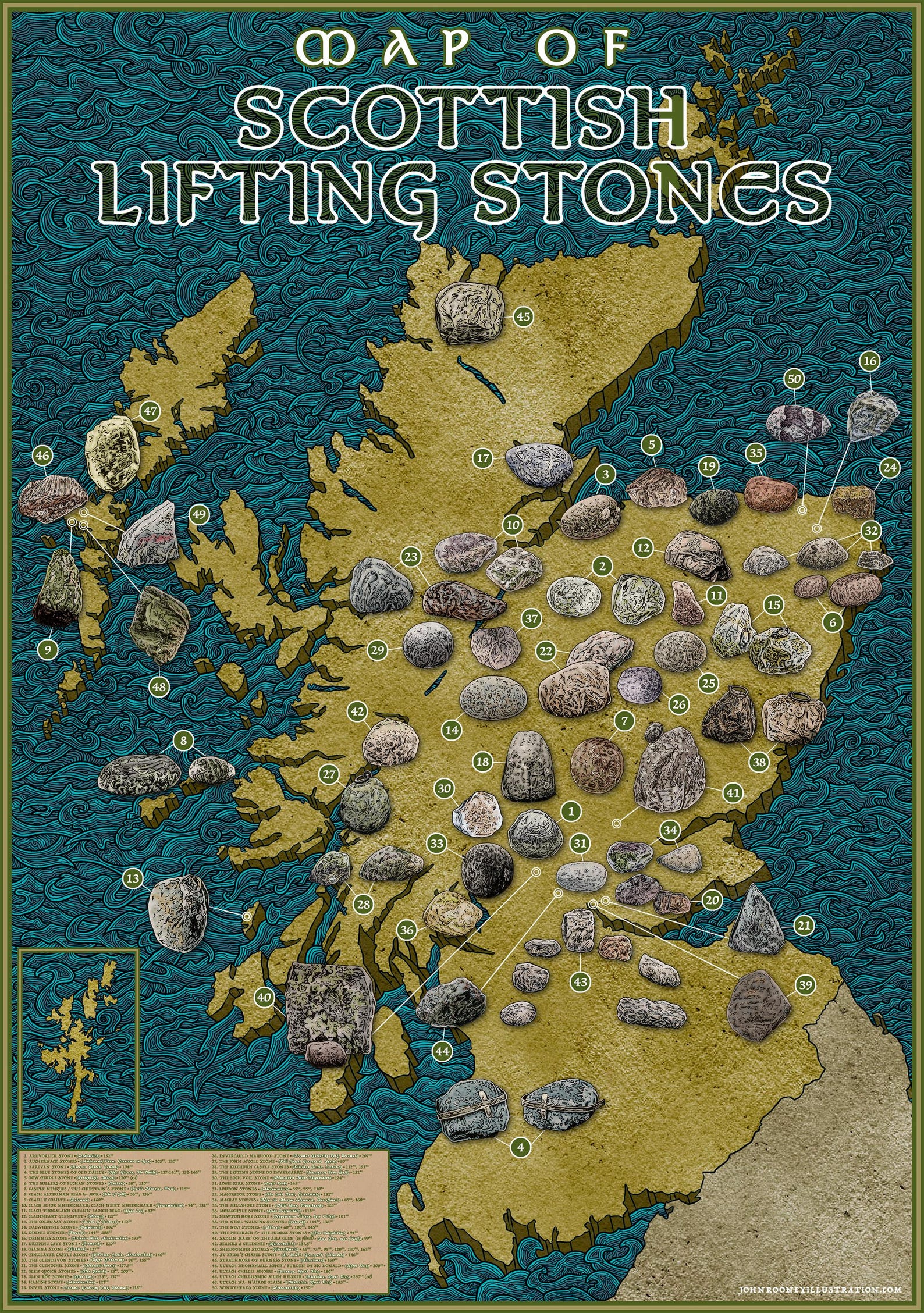 Map of Scottish Lifting Stones - Etsy