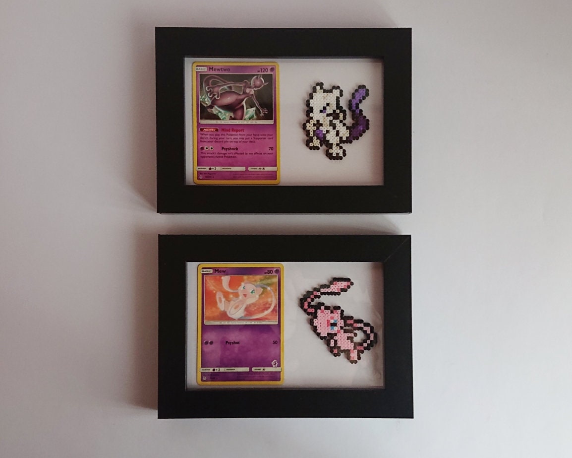 Pokemon Mew and Mewtwo Frame With Mew and Mewtwo Card - Etsy UK