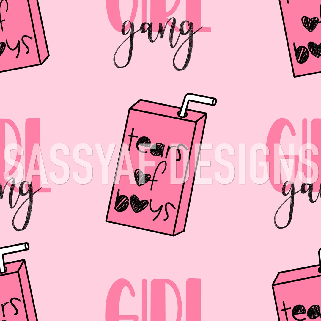 Girl's Juice Box Seamless File, Tears of Boys, 300 DPI, Pink and Black ...