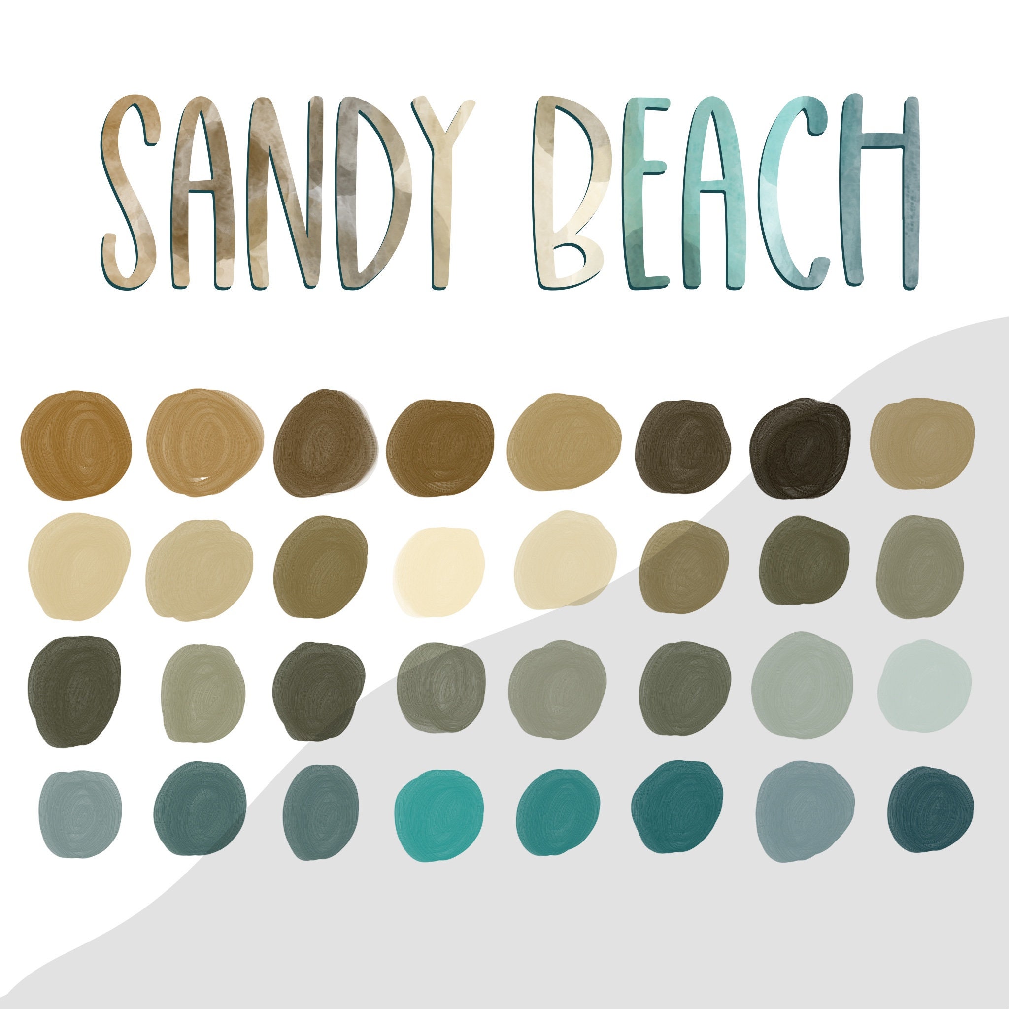 Sandy Beach Color Palette for Procreate, Tropical, Blue Sky, Blue Sea ...