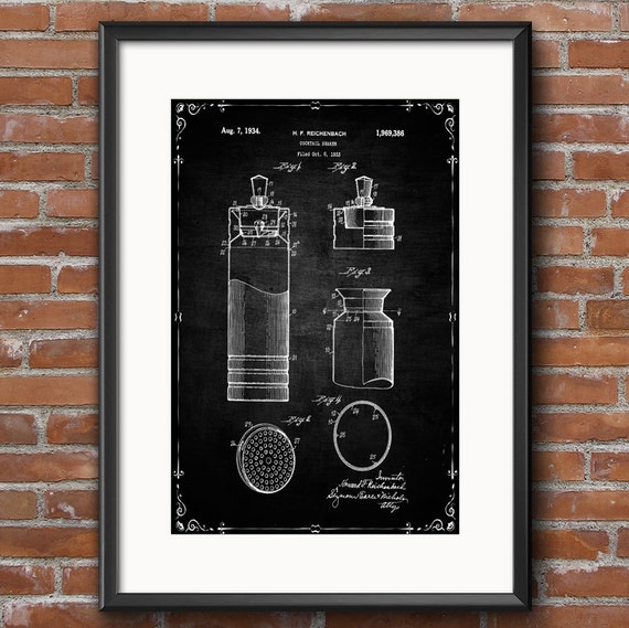 Cocktail Shaker Poster Cocktail Shaker Wall Decor Cocktail | Etsy