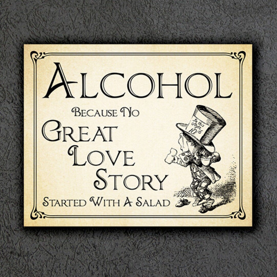 Alice in Wonderland Wedding Printable Sign Wedding Alcohol - Etsy UK