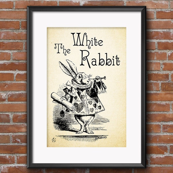 White Rabbit Print - Etsy