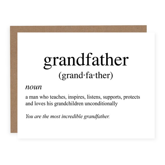 Grandfather Definition Card Father's Day Card Grandpa - Etsy