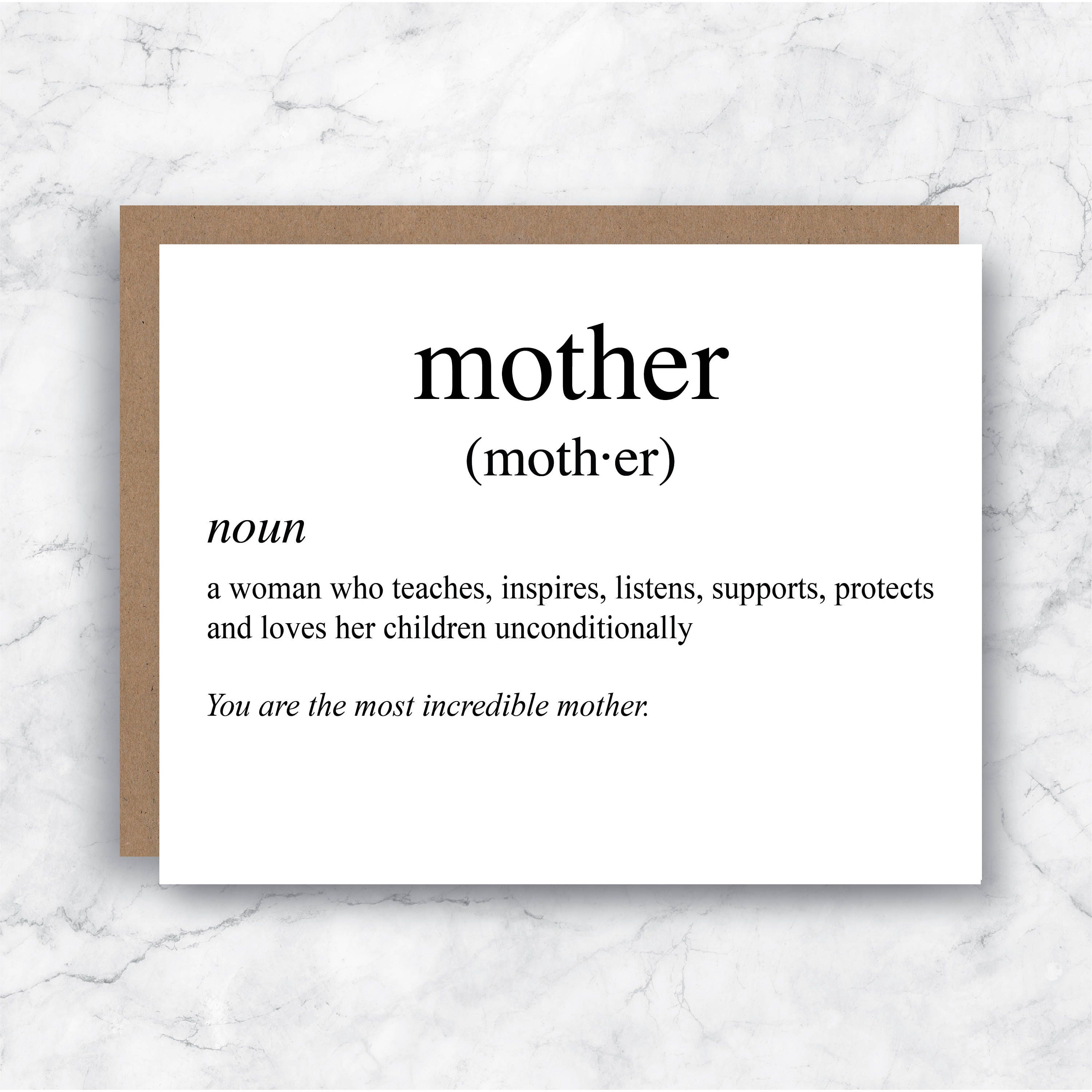 Mom Card Mothers Day Card Mother Definition Card Etsy
