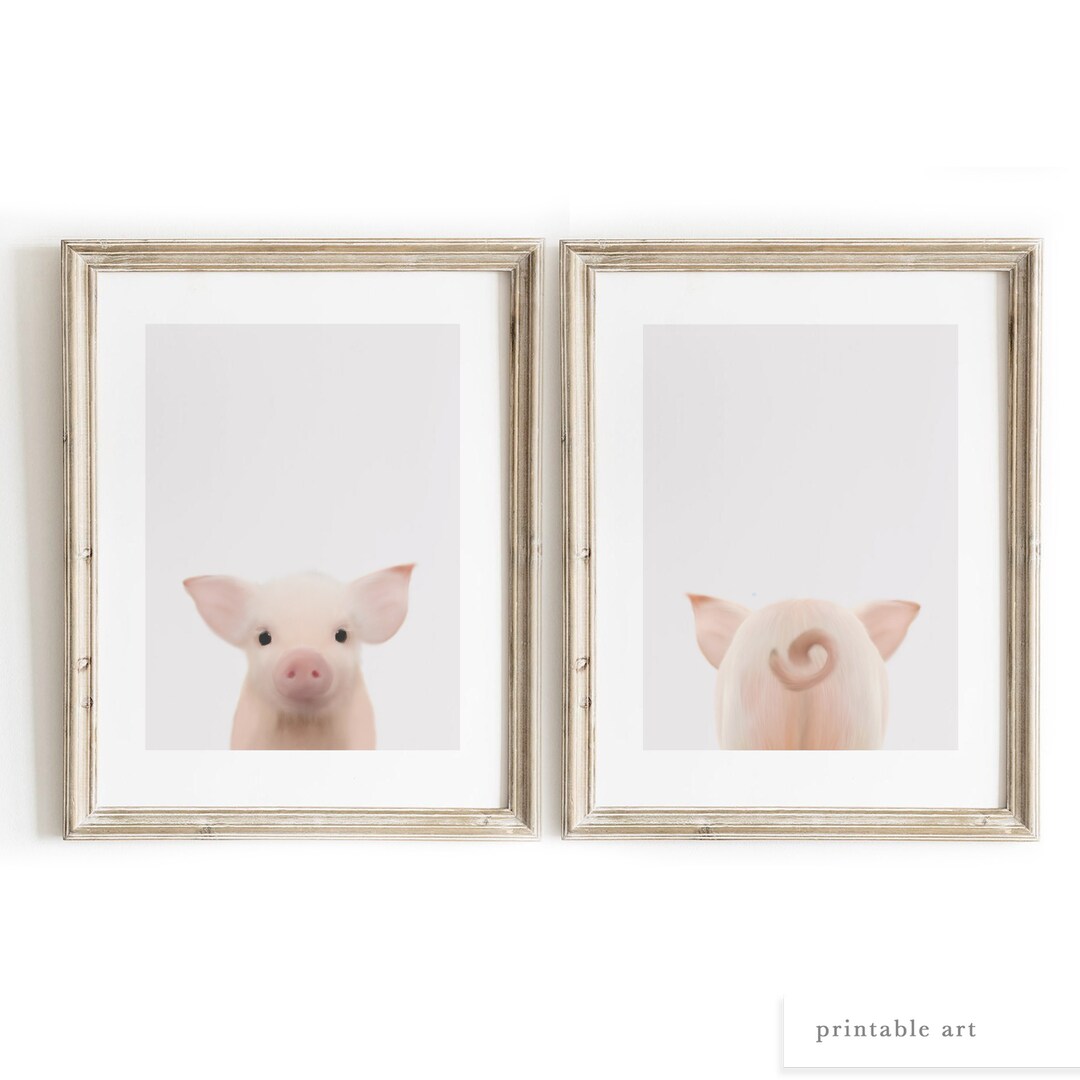 Pig Wall Decor, Printable Wall Art, Nursery Animal Wall Art, Kids ...