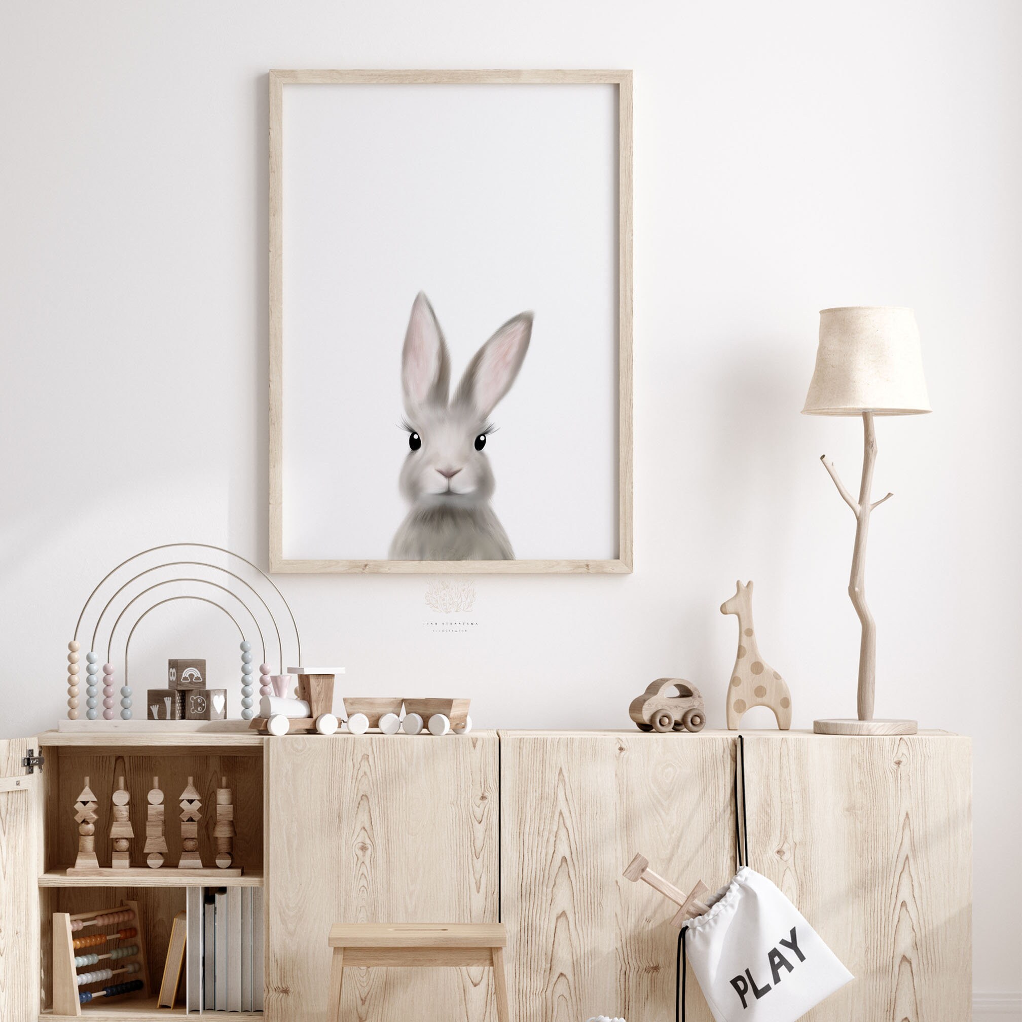 Woodland Rabbit Print, Bunny Print, Printable Art, Nursery Art, Animal ...