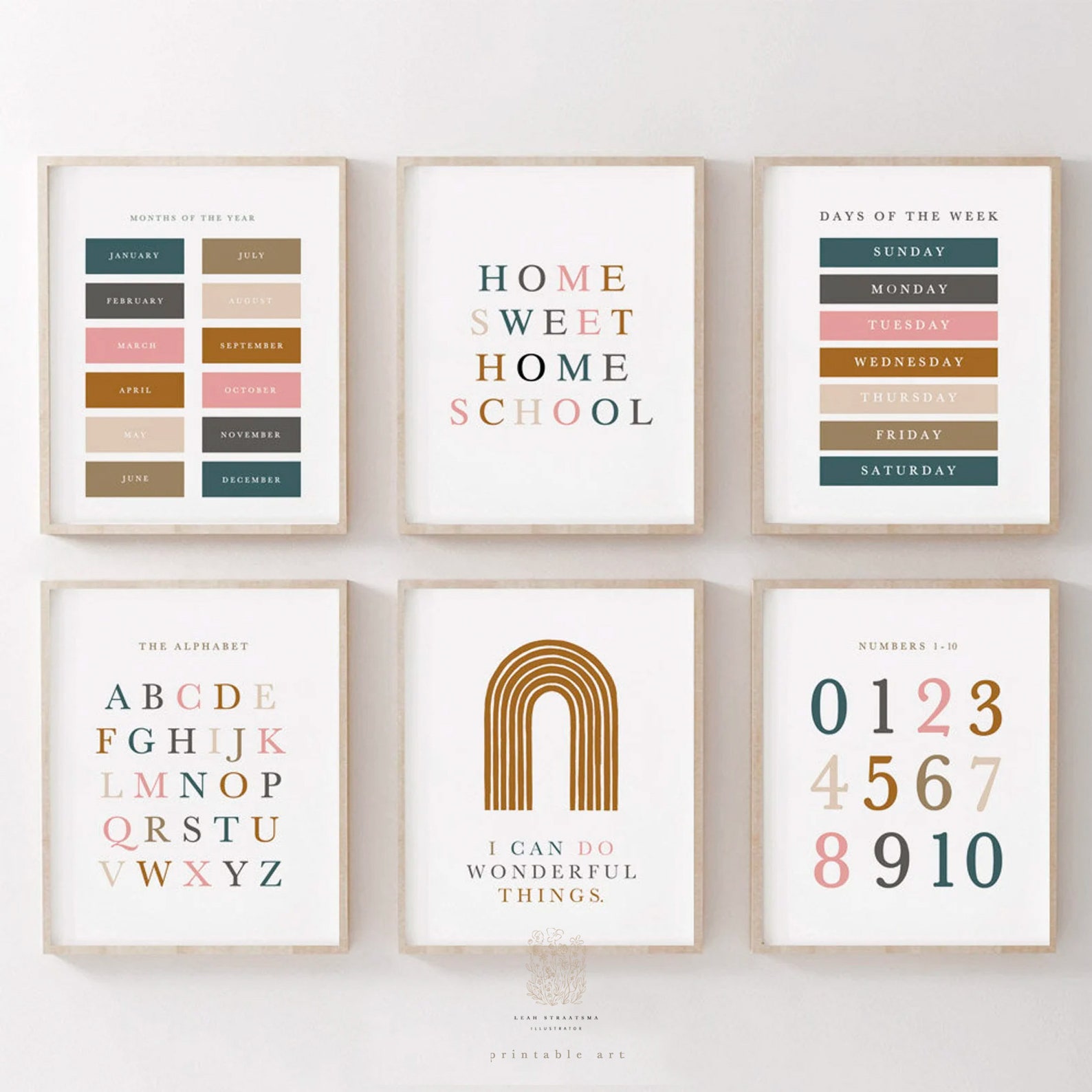 Jewel Toned Educational Print Set: Kids Homeschool Decor - Etsy