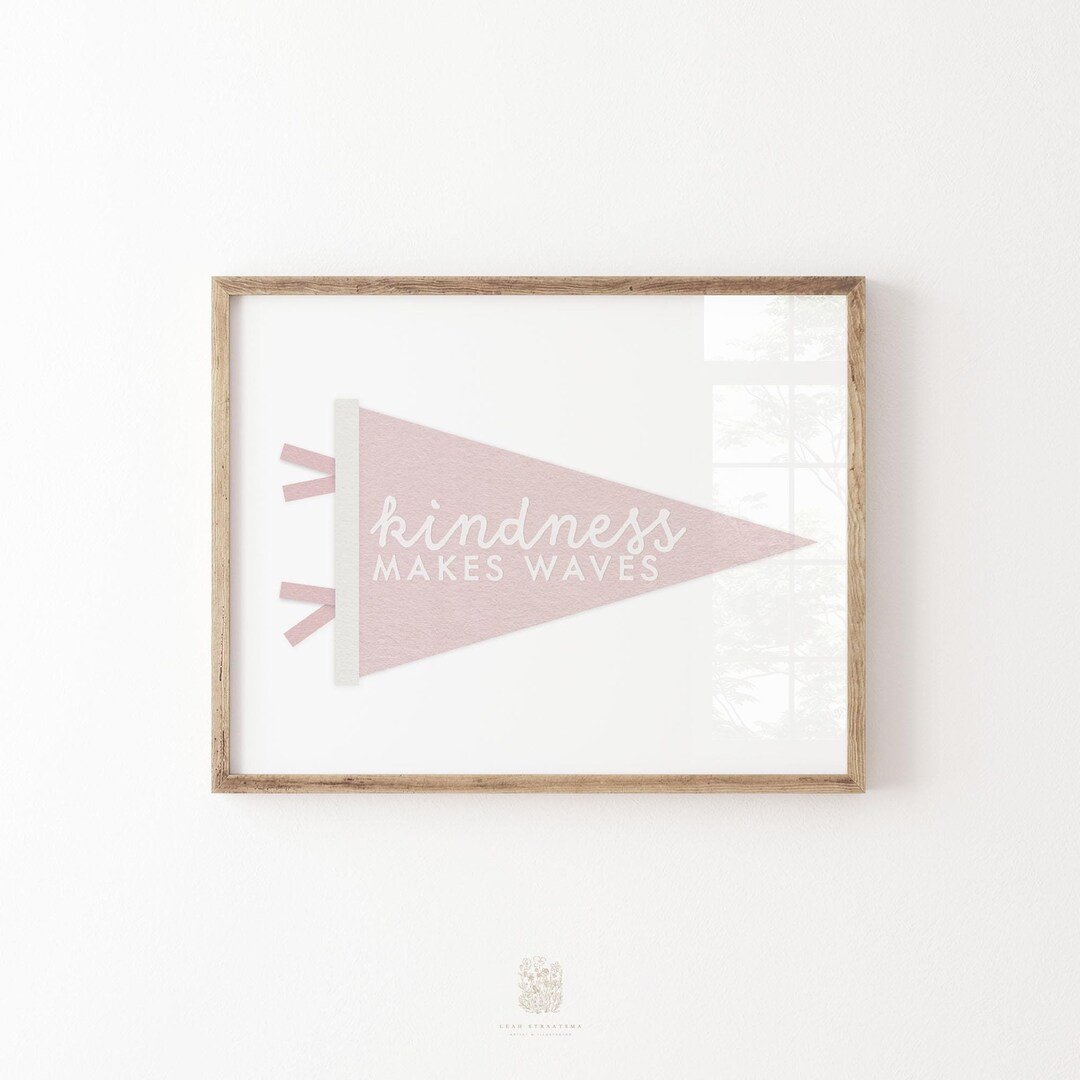 Pink Pennant Wall Art, Printable Flag Art, Positive Message Print ...