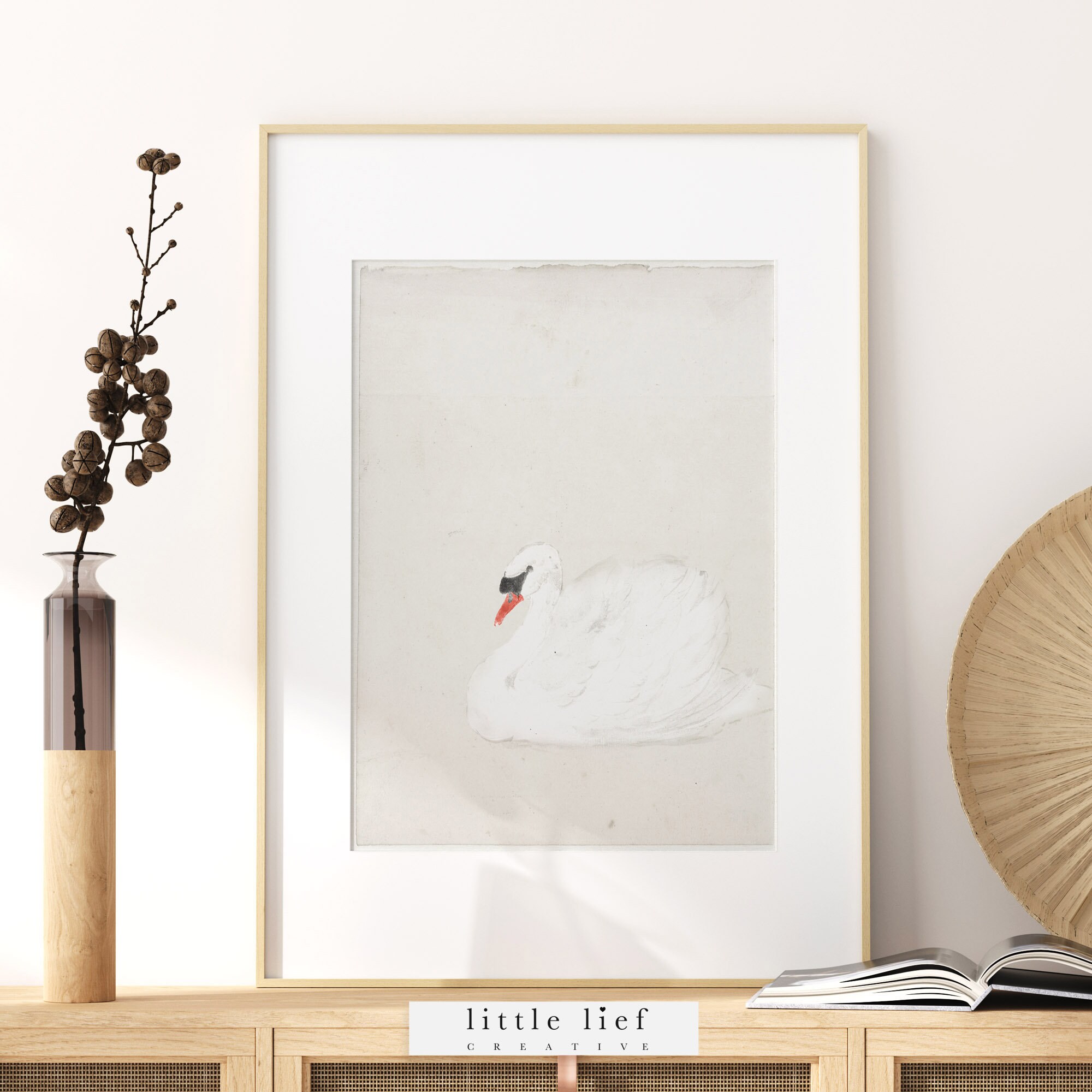 Swan Art Print Printable Wall Art Vintage Nursery Decor | Etsy
