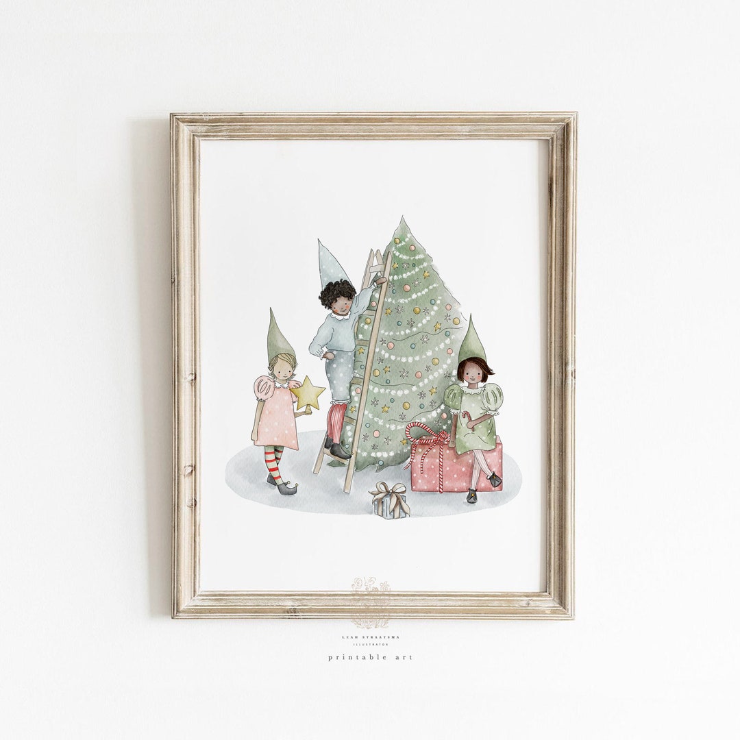 Watercolor Christmas Print, Printable Wall Art, Holiday Illustration ...