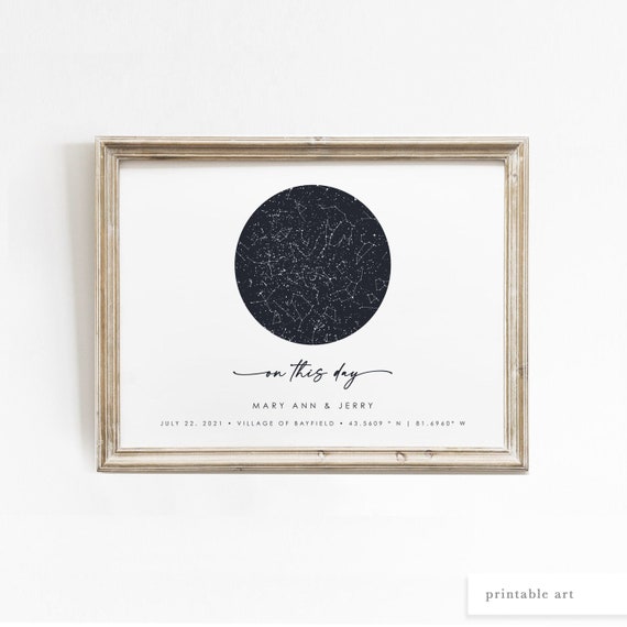 Prints Home Décor Custom Star Map Personalized Star Map Starmap Star ...