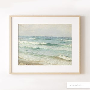 Vintage Ocean Print, Vintage Landscape Painting, Printable Wall Art ...