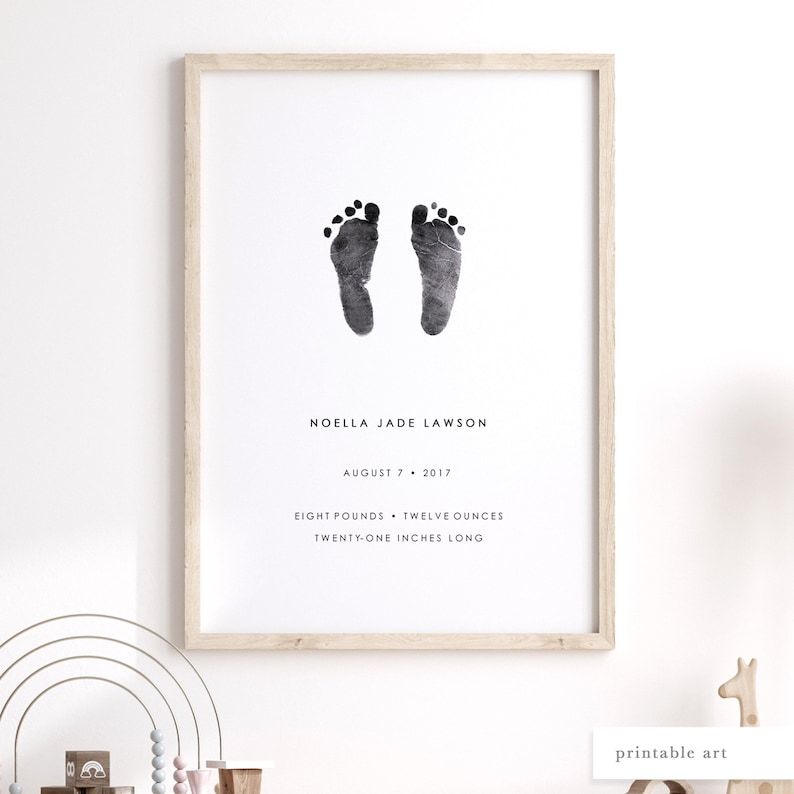 Baby Footprint Art Personalized Baby Print Custom Baby Gift - Etsy