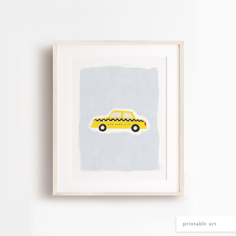 New York Taxi Print Printable Wall Art New York Wall Art | Etsy