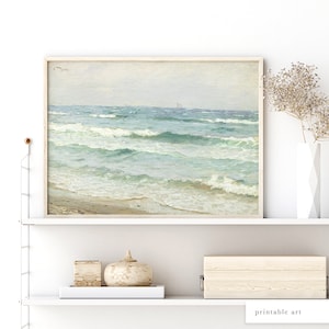 Vintage Ocean Print, Vintage Landscape Painting, Printable Wall Art ...
