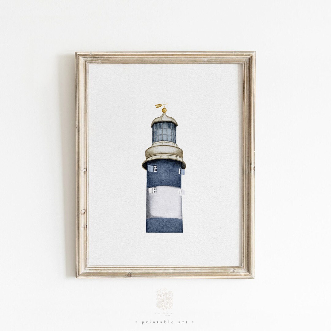 Lighthouse Wall Art, Printable Wall Art, Coastal Decor, Watercolor ...
