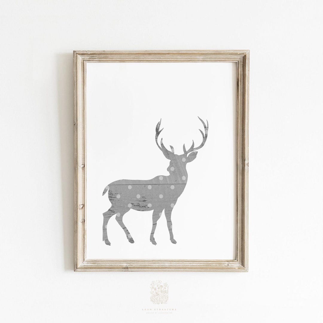 Rustic Deer Art, Stag Wall Art, Printable Wall Art, Minimalist Woodland ...