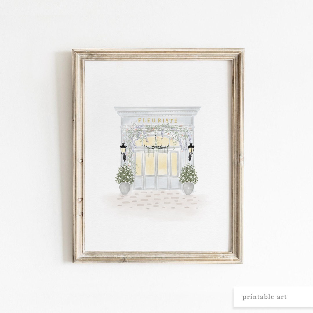 Parisian Flower Shop Print, Floral Wall Art, Printable Wall Art, French ...