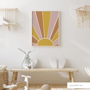 Sunshine Wall Art, Nursery Wall Art, Printable Wall Art, Sunburst Wall ...