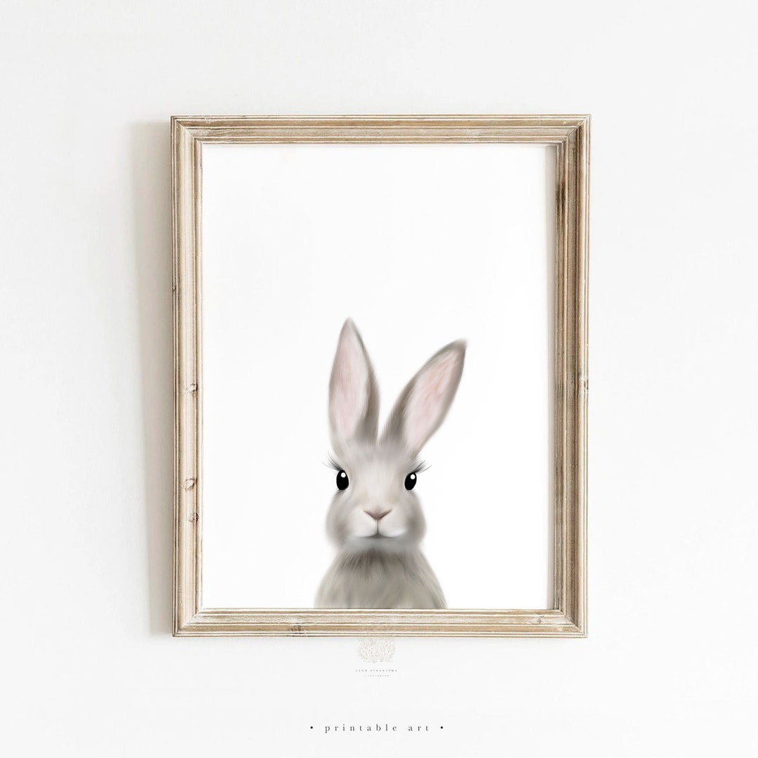 Woodland Rabbit Print, Bunny Print, Printable Art, Nursery Art, Animal ...