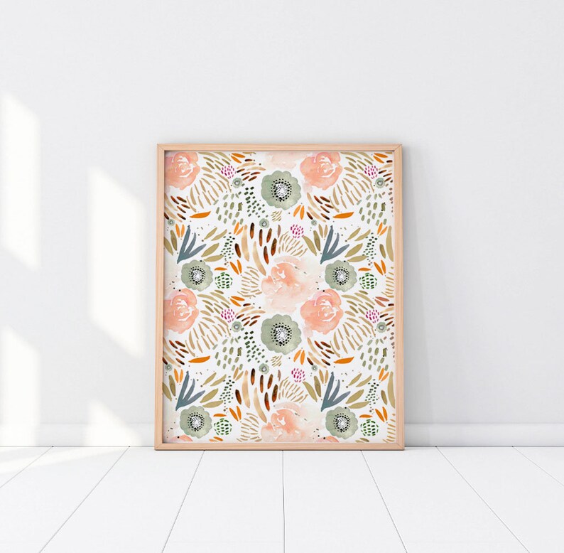 Boho Floral Wall Art Boho Floral Printable Blush Wall Art - Etsy