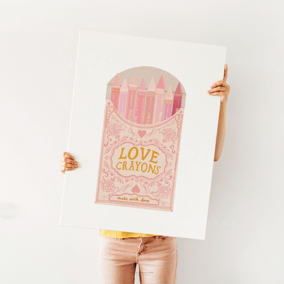 Love Crayons Printable Art, Vintage-inspired Crayon Box Digital Print ...