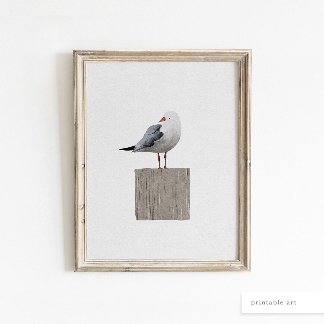 Watercolor Seagull Print, Printable Wall Art, Coastal Wall Art, Beach ...