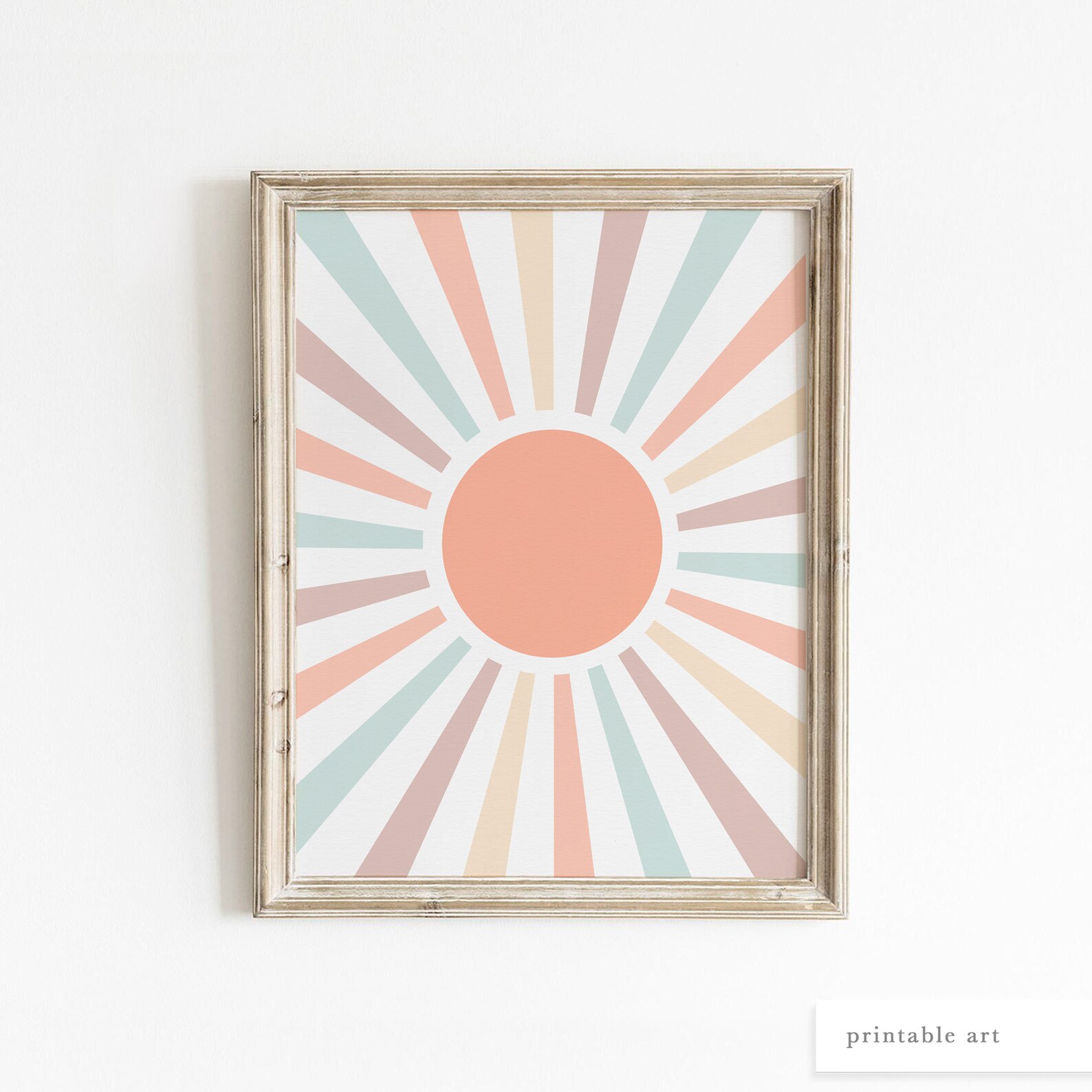 Boho Sun Print Pastel Sun Print Printable Sun Art Sunburst | Etsy