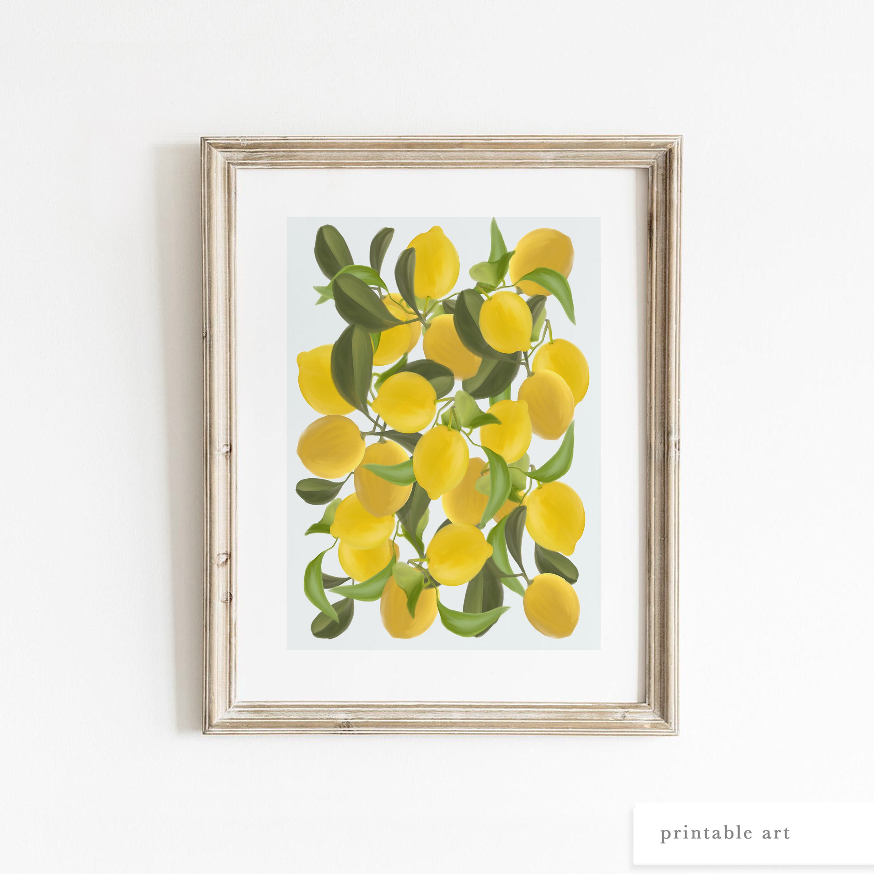 Lemon Print Printable Wall Art Lemon Decor Lemon Wall Art | Etsy