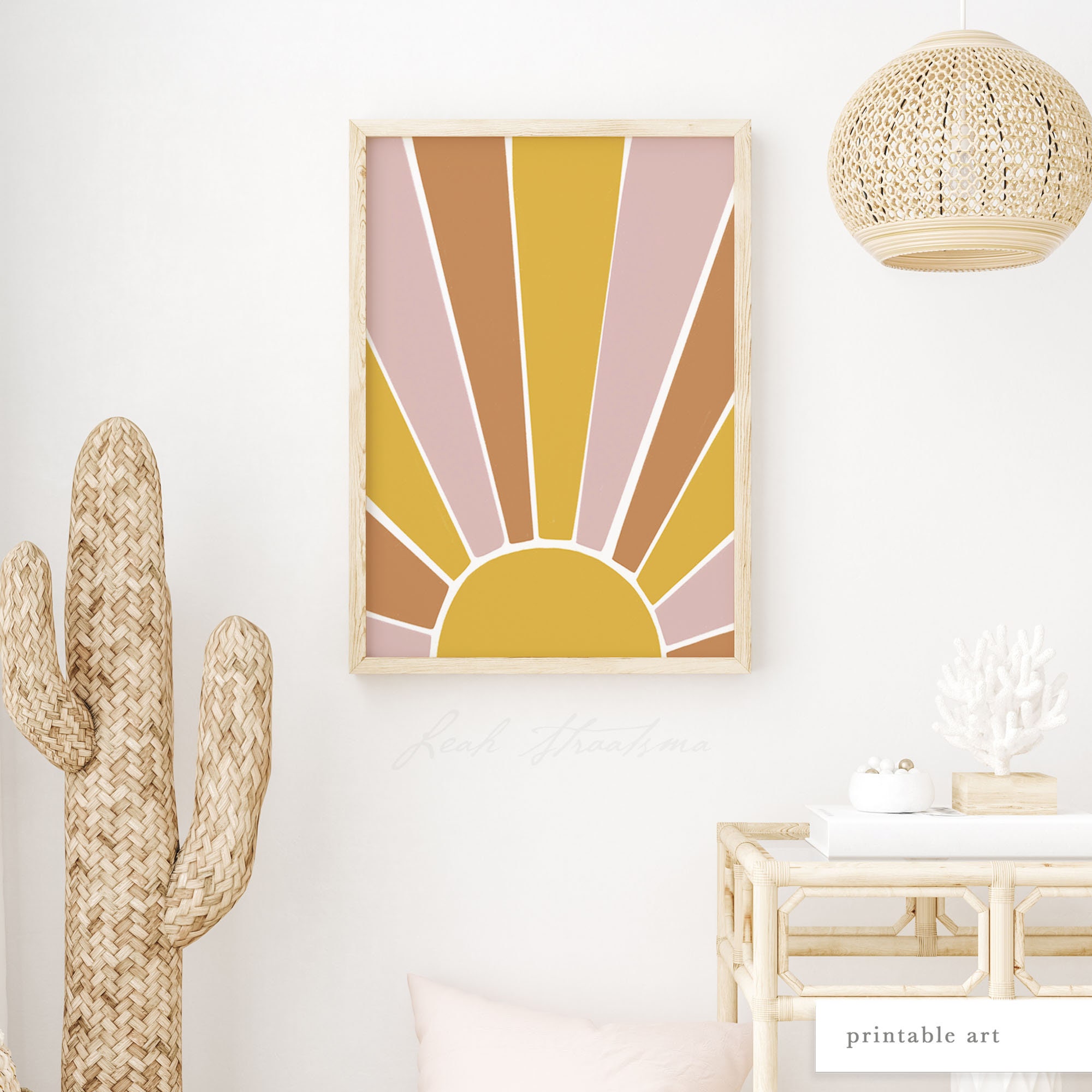 Sunshine Wall Art, Nursery Wall Art, Printable Wall Art, Sunburst Wall ...