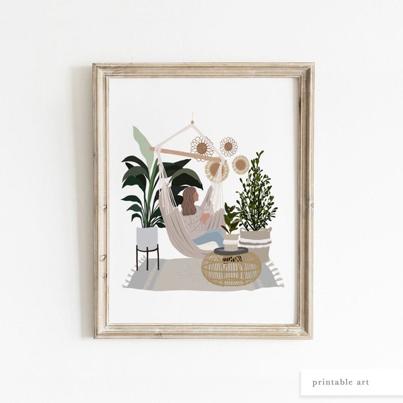 Home Décor Plant lady print Printable wall art Boho decor Printable ...