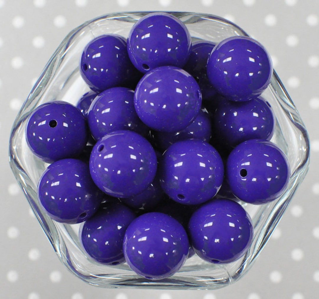 20mm Royal Purple Solid Bubblegum Bead, Dark Purple Acrylic Beads ...