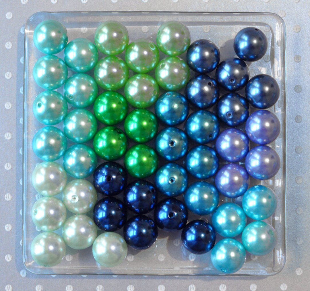 Bulk Beads, Blue Green Pearl Bubblegum Bead Mix, Chunky Beads Wholesale ...