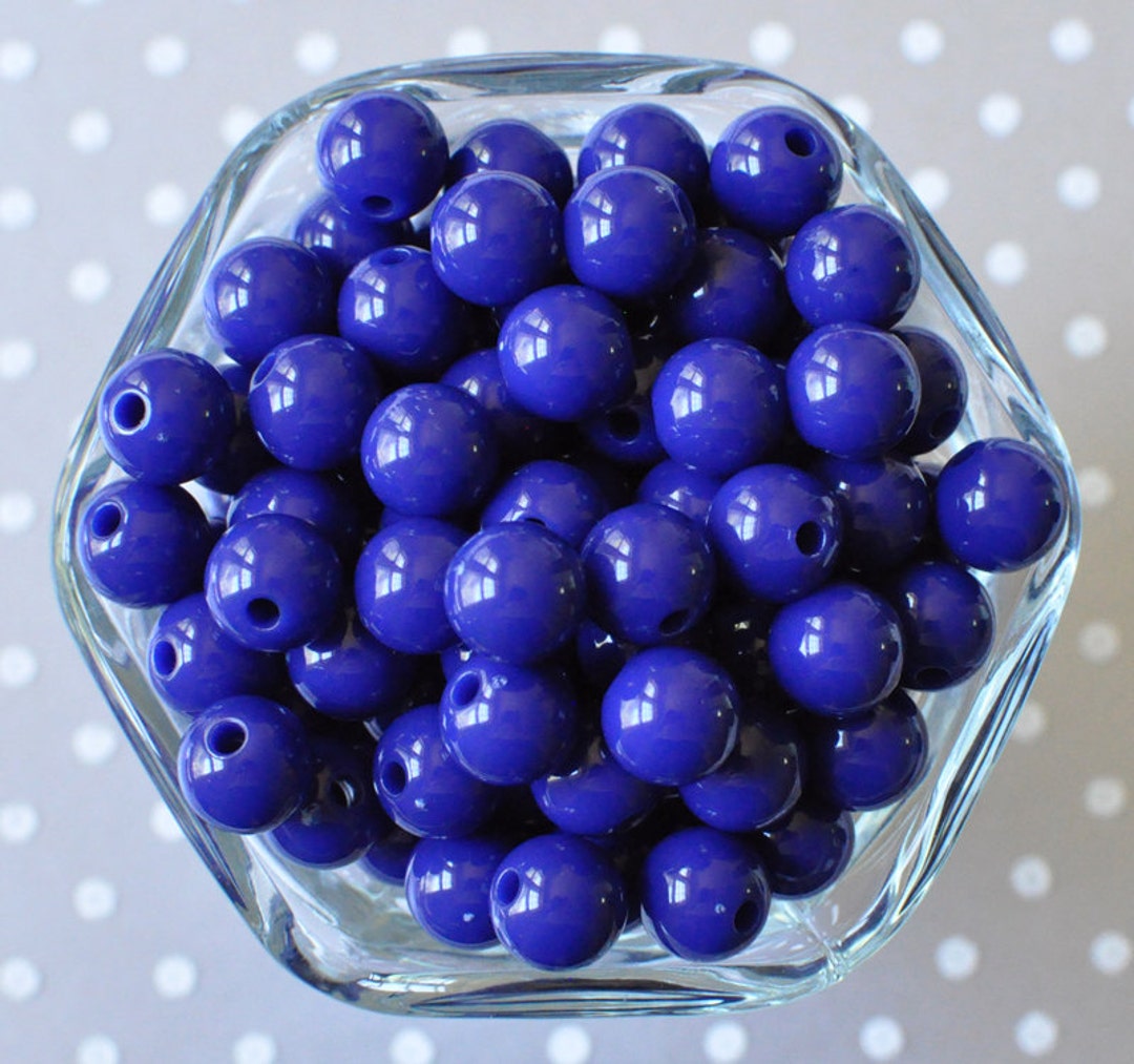 12mm Dark Royal Blue Acrylic Beads, Royal Blue Small Bubblegum Beads ...