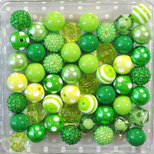 20mm Beads Green Beads Variety Pack Bubblegum Beads - Etsy