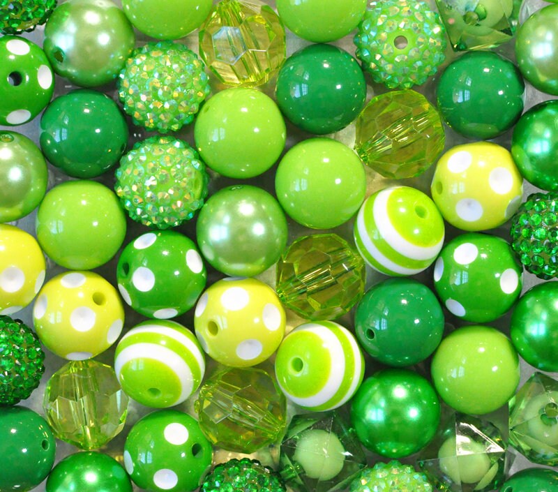 20mm Beads Green Beads Variety Pack Bubblegum Beads - Etsy
