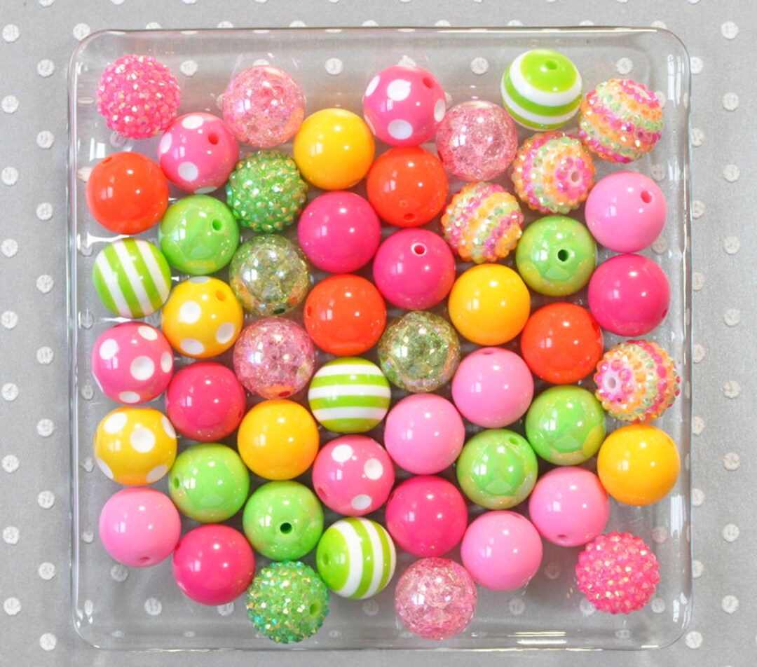 Fruit Punch Bubblegum Beads Mix, 20mm Beads, Spring Beads, Chunky Beads ...