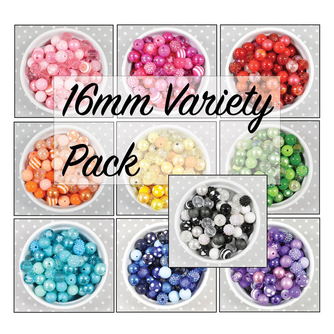 16mm Bubblegum Bead Wholesale Mix, Variety Pack Mixes, 16mm Plastic ...