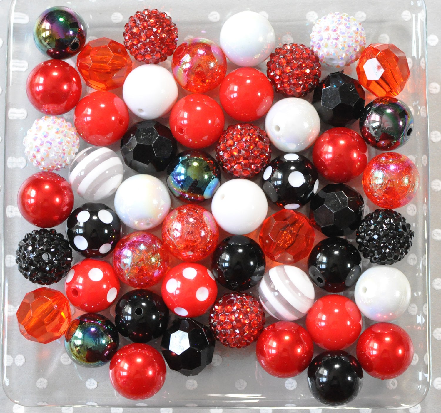 20mm Red White and Black Bubblegum Beads Mix Black and Red | Etsy